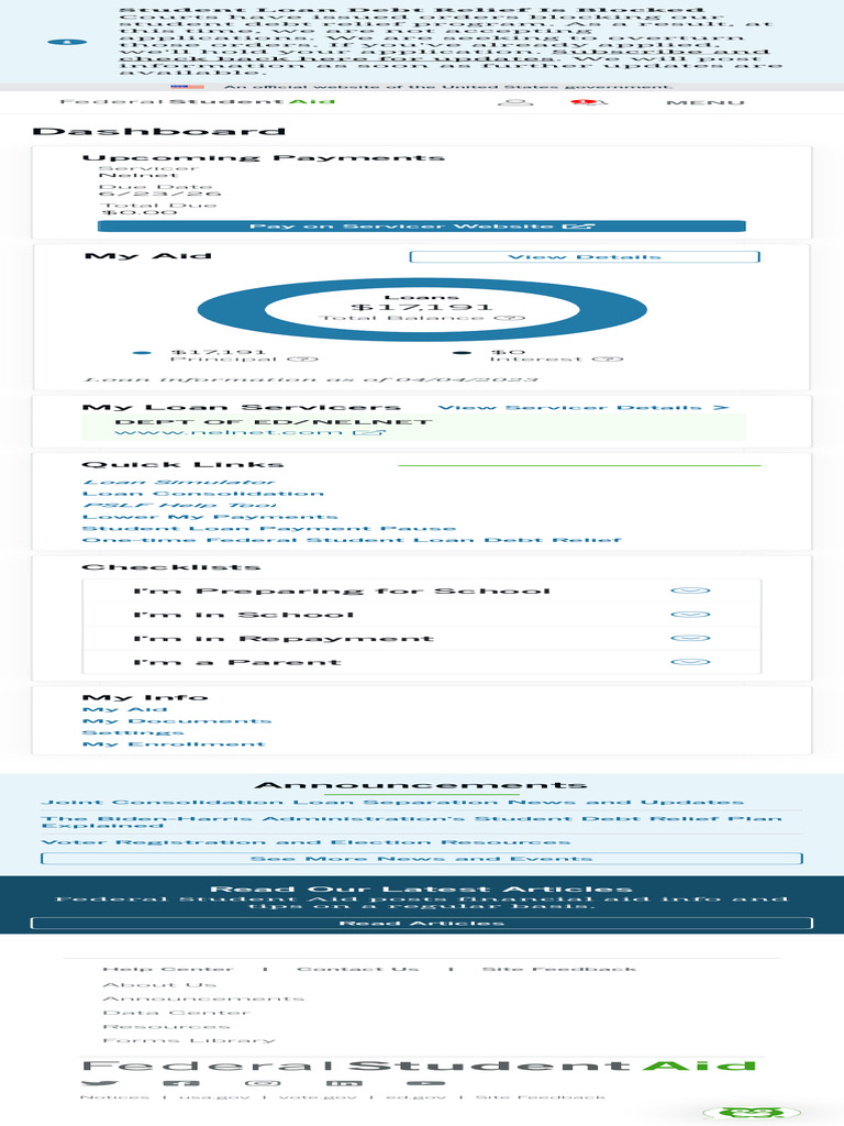 Account Dashboard Federal Student Aid | PDF