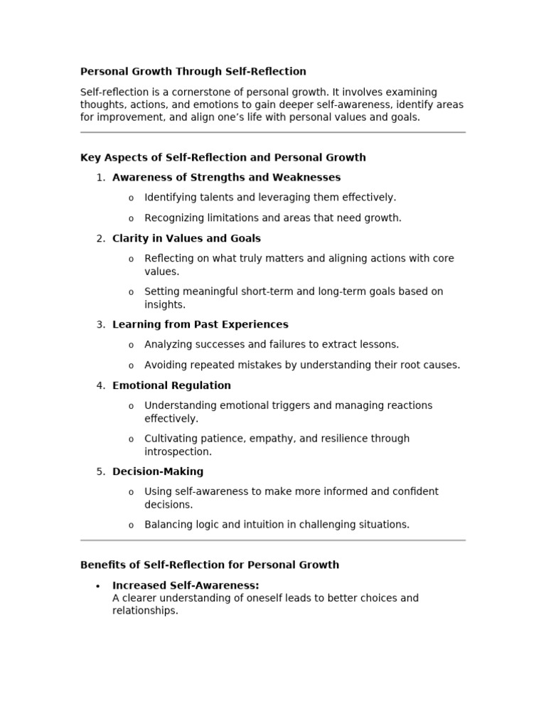 Personal Growth Through Self-Reflection | PDF | Personal Development ...