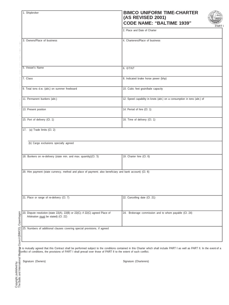 Baltime Form 2001 | PDF | Shipping | Water Transport