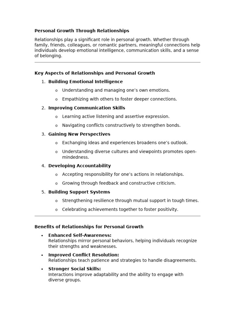 Growth Through Meaningful Relationships | PDF | Personal Development ...