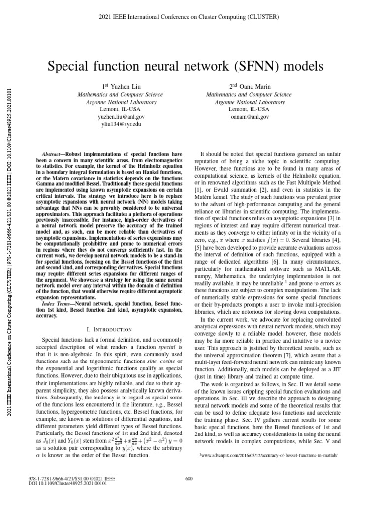 Neural Networks for Special Functions | PDF | Function (Mathematics) | Artificial Neural Network