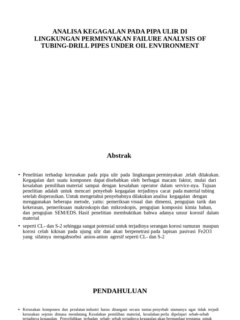 Analisa Kegagalan Pada Pipa Ulir Di Lingkungan Perminyakan (Ibnu Azis ...