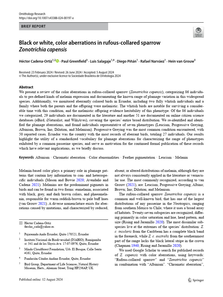 Color Variations in Rufous-Collared Sparrow | PDF | Birds | Ornithology