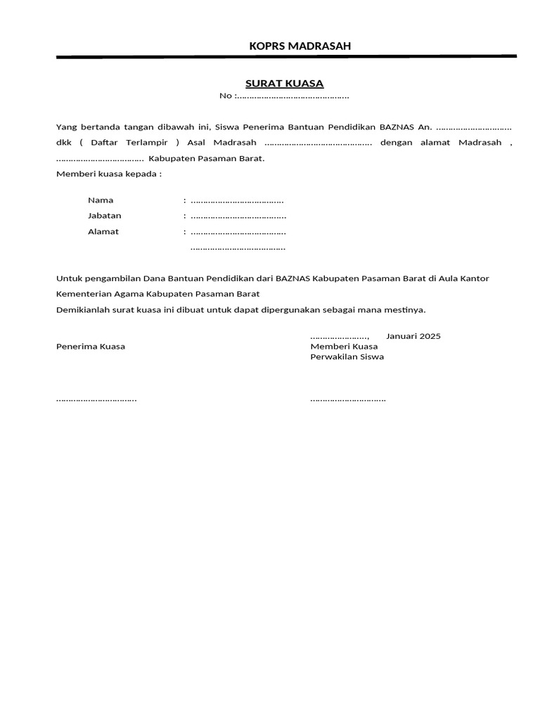 Surat Kuasa Basnaz 2024 | PDF