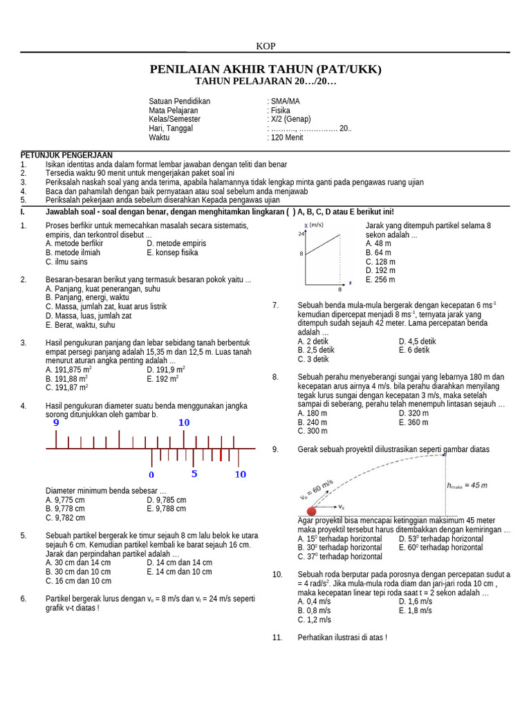 Soal PAT Fisika Kelas 10 | PDF