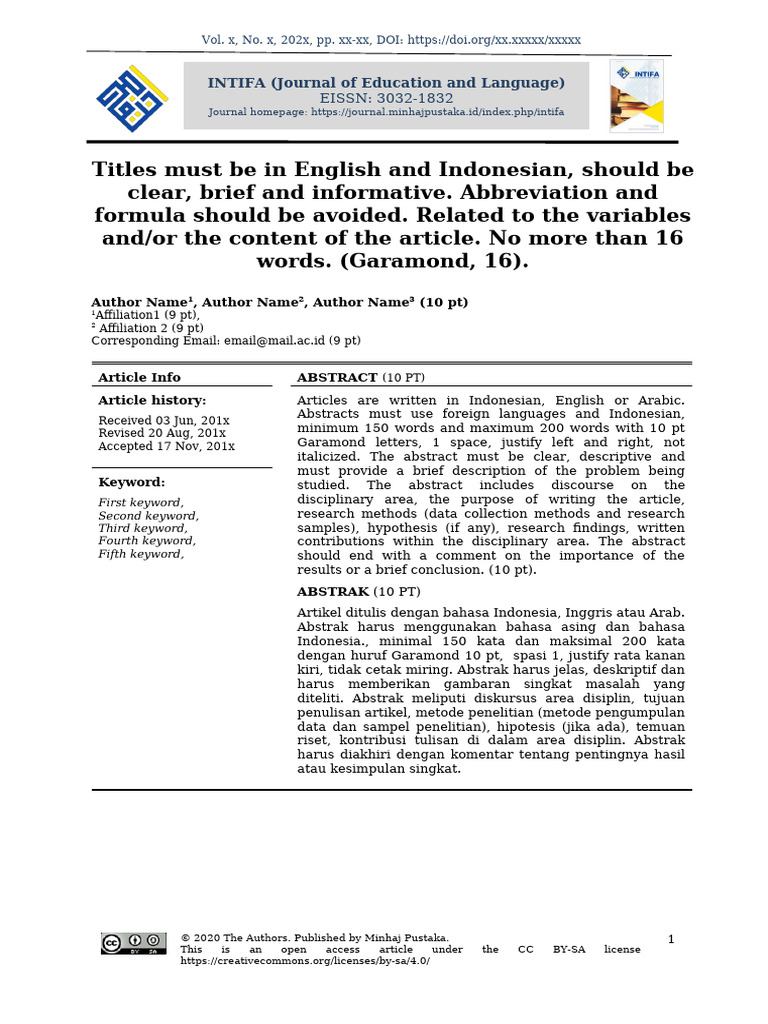 Panduan Penulisan Jurnal INTIFA | PDF