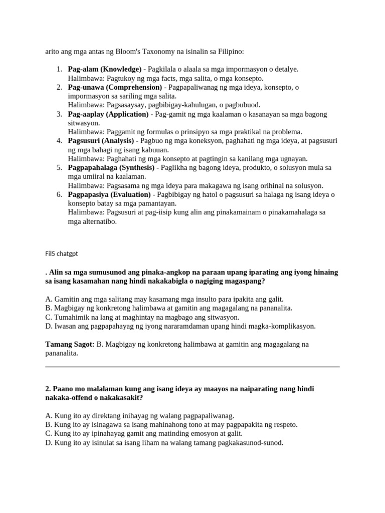 Arito Ang Mga Antas NG Bloom | PDF