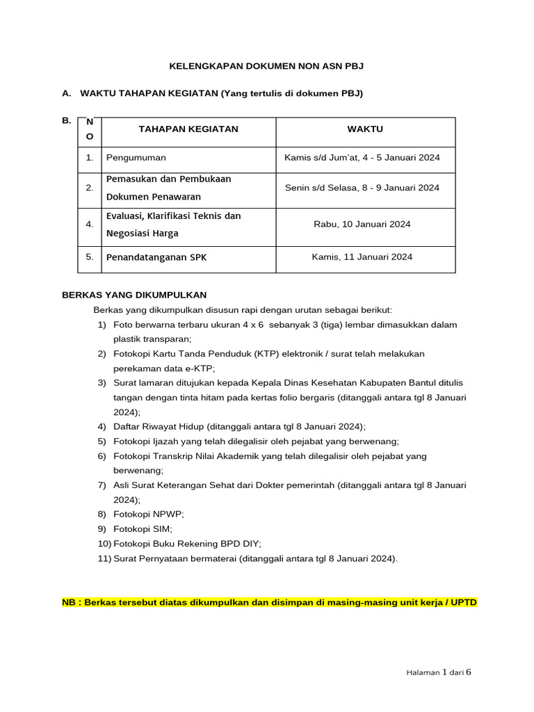 Kelengkapan Dokumen PBJ 2024 | PDF