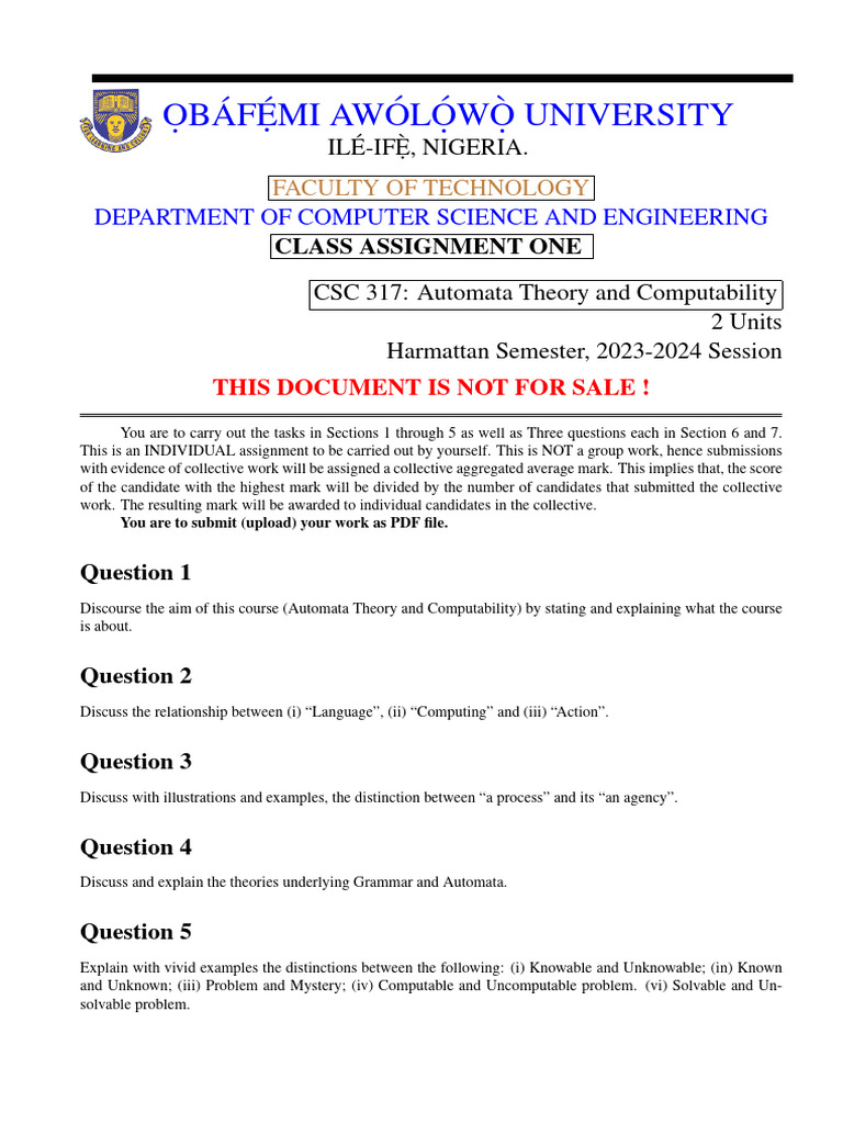 CSC317 Assignement 2023 24ONE | PDF | Binary Coded Decimal | Mathematics