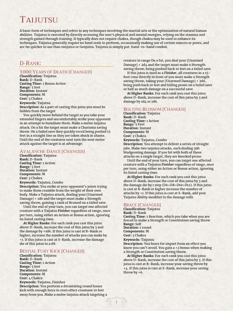 Taijutsu Techniques Guide | PDF