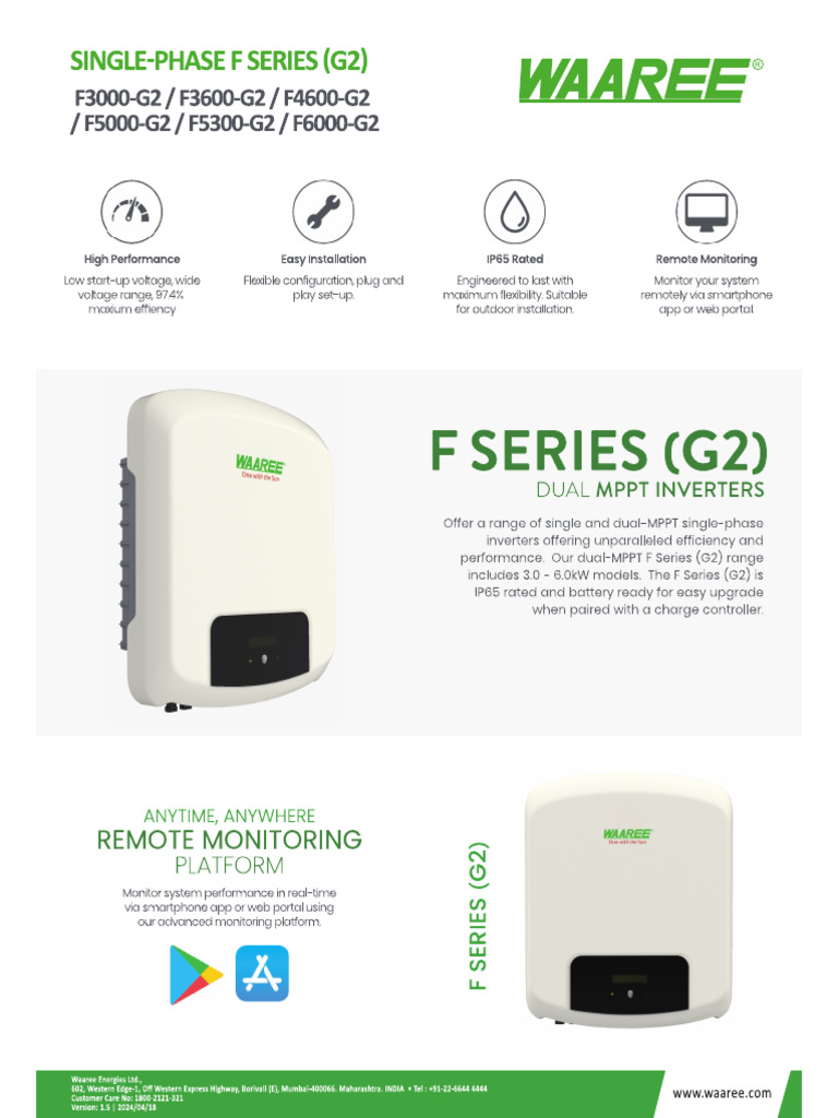 Waaree F Series G2 Datasheet 2024 | PDF