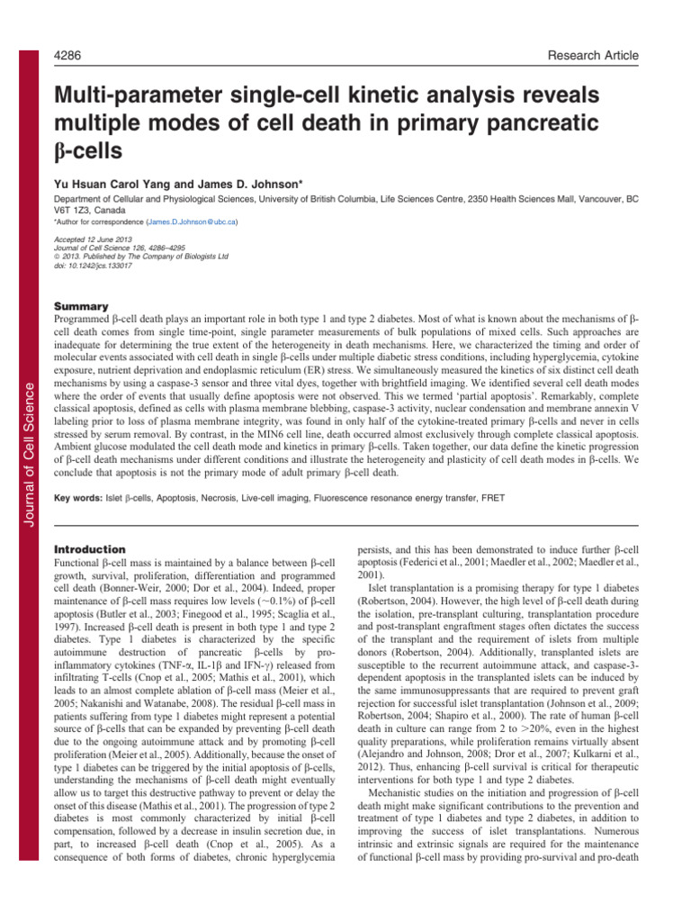 Multi-Parameter Single-Cell Kinetic Analysis Reveals | PDF | Apoptosis ...