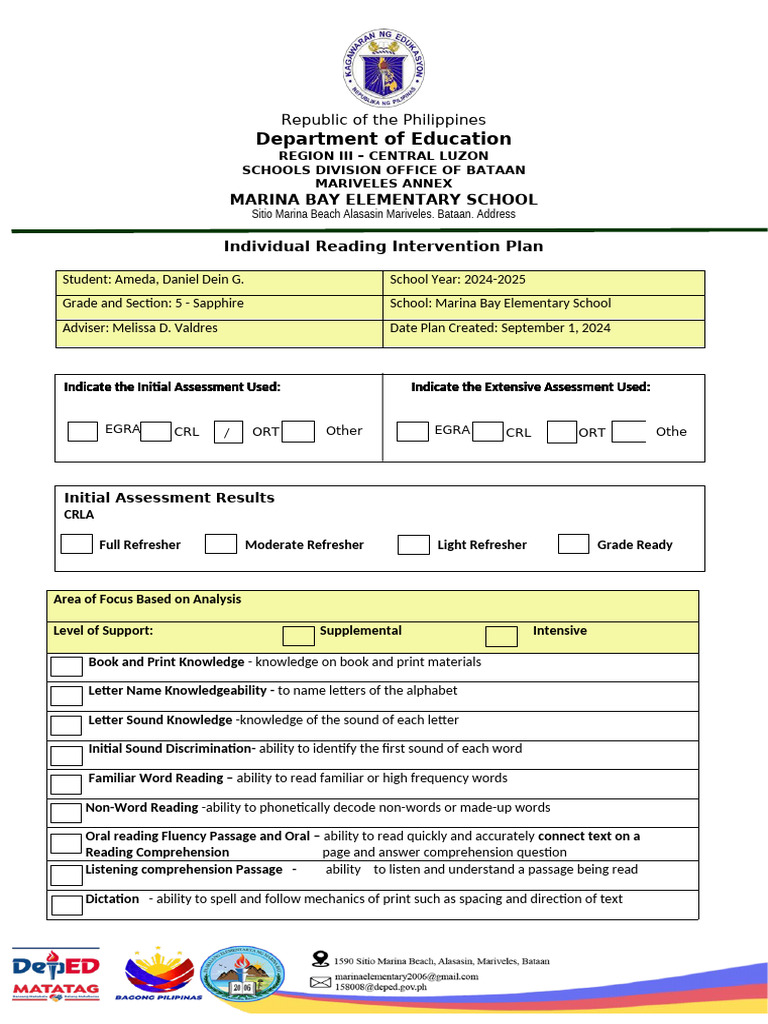 Individual Intervention Plan | PDF | Learning Methods | Pedagogy
