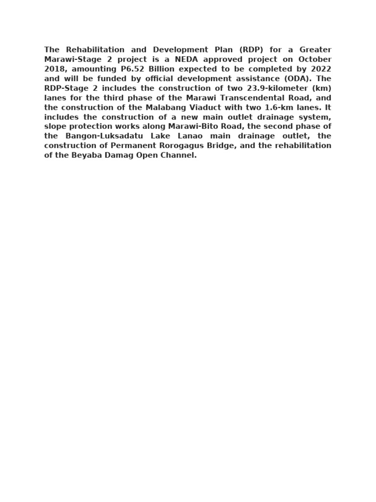 The Rehabilitation and Development Plan | PDF
