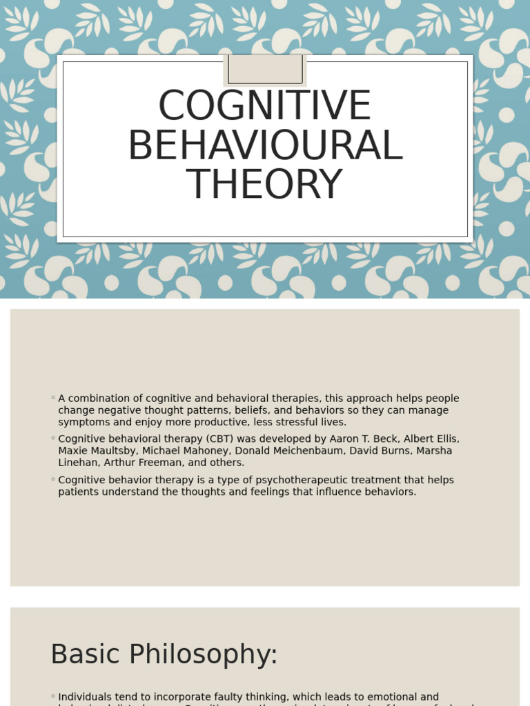 Cognitive Behavioural Theory - PPTM | PDF | Cognitive Behavioral ...