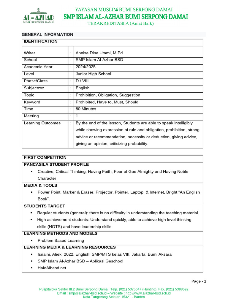 English Lesson: Prohibition & Obligation | PDF