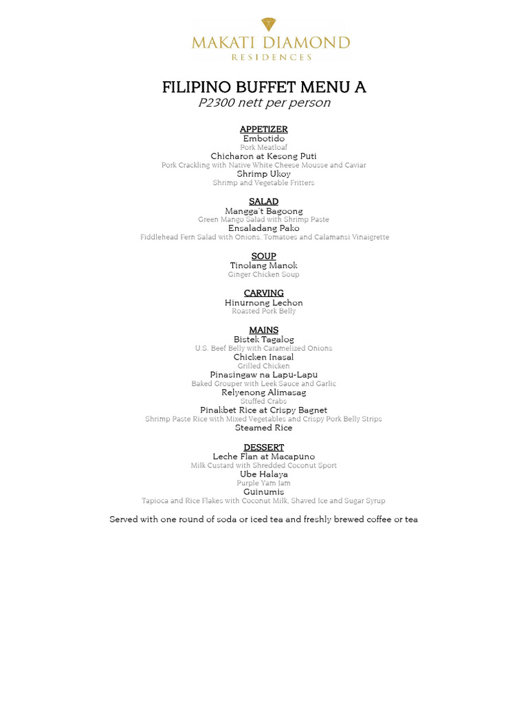 Filipino Themed Menu A | PDF