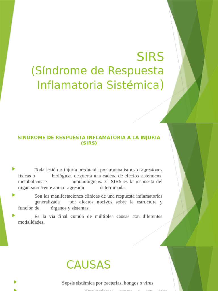 Síndrome de Respuesta Inflamatoria Sistémica | PDF | Inflamación ...