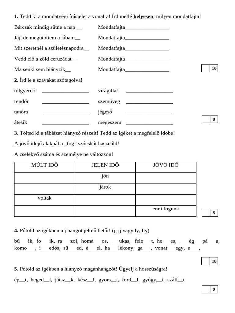 Nyelvtan Doga 4 2023 | PDF