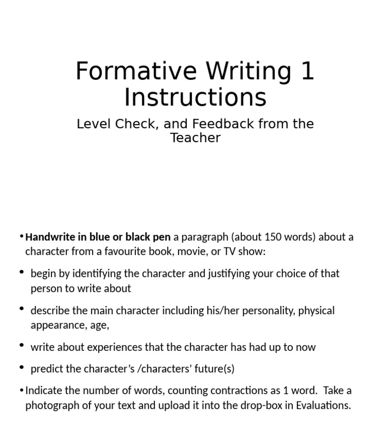 Formative Writing 1 Instructions | PDF