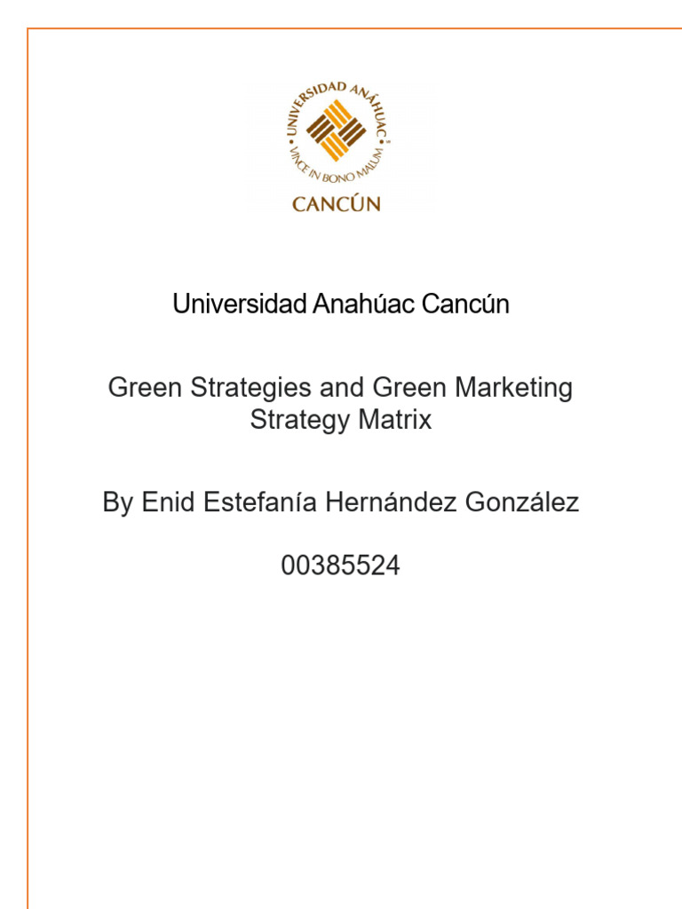 Green Marketing Strategy Matrix Explained | PDF | Marketing ...