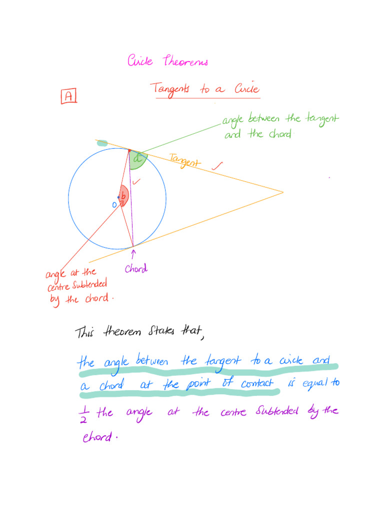 5-5 Circle Theorem - Tangents To A Circle | PDF | Circle | Angle