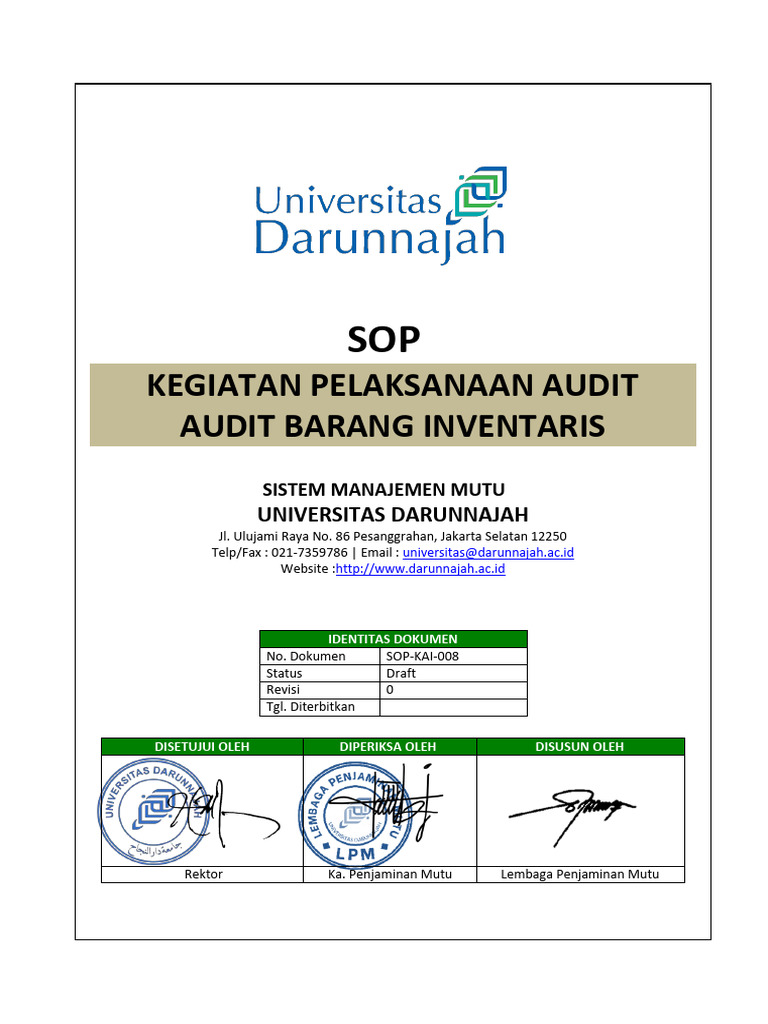 SOP Audit Barang Inventaris SPI | PDF