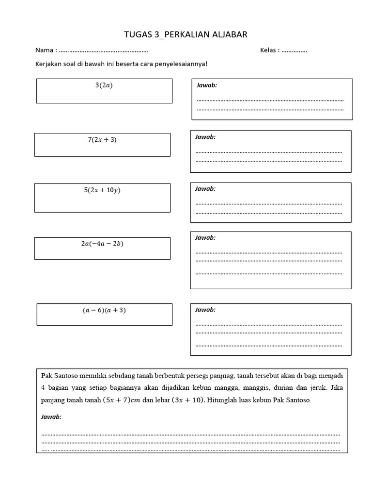 TUGAS 34 - Perkalian Dan Pembagian Aljabar | PDF