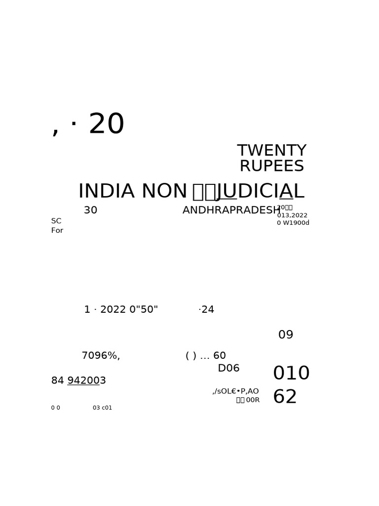 Andhra Pradesh Non-Judicial Stamp 20 Rupees | PDF