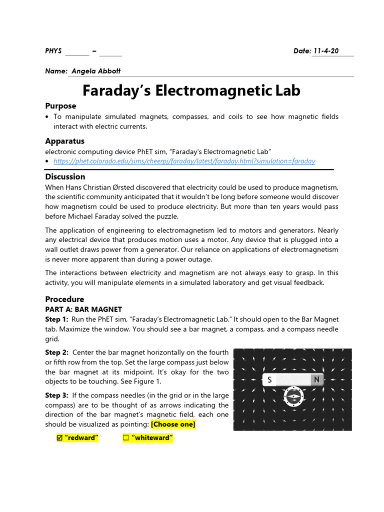 Faraday's Electromagnetic Lab Guide | PDF | Electromagnetic Induction ...