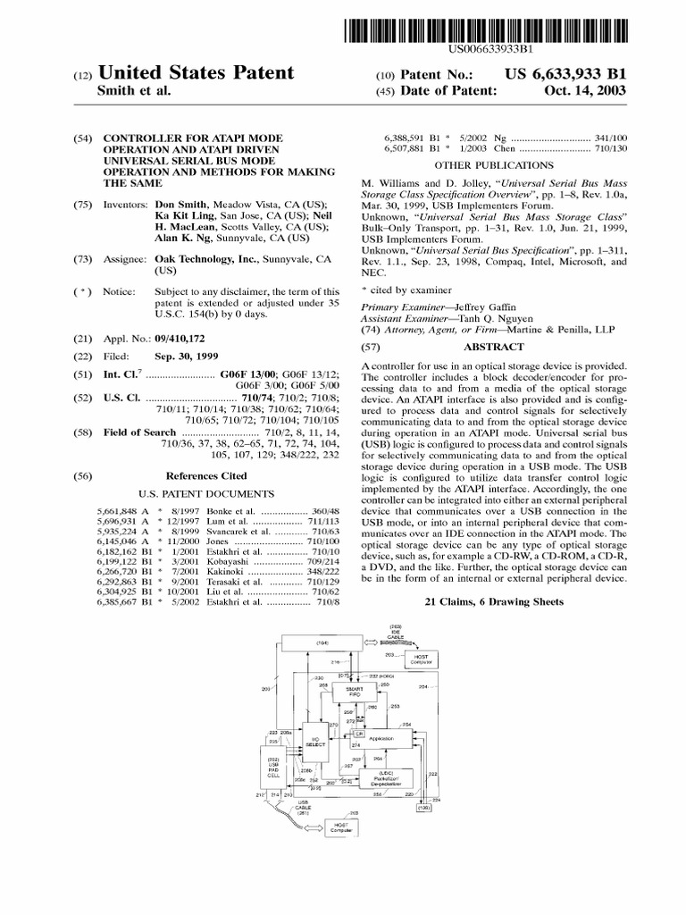 ATAPI and USB Controller Patent | PDF | Usb | Microcontroller