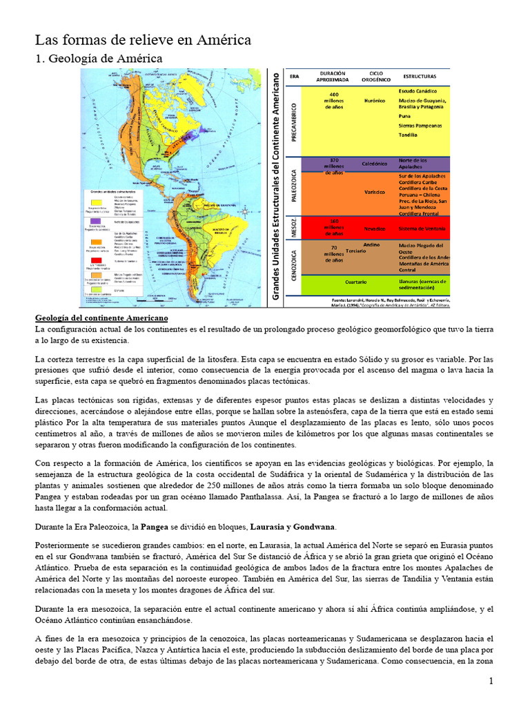Las Formas de Relieve en América | PDF | Temblores | Falla (geología)