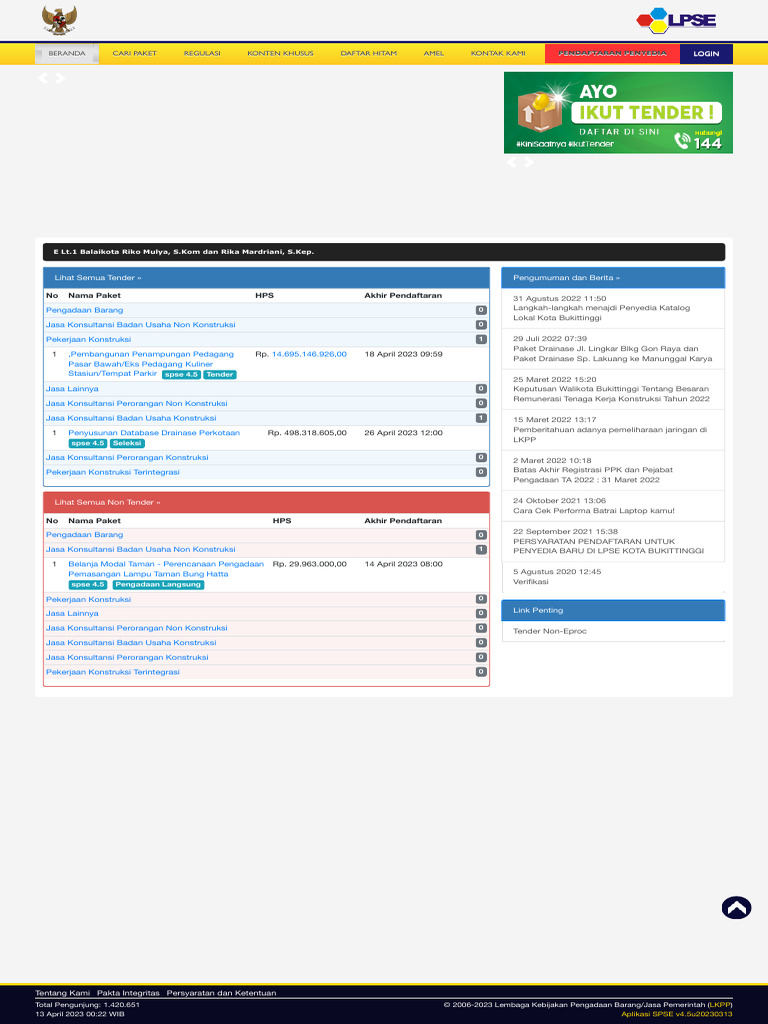 LPSE Kota Bukittinggi - Home | PDF