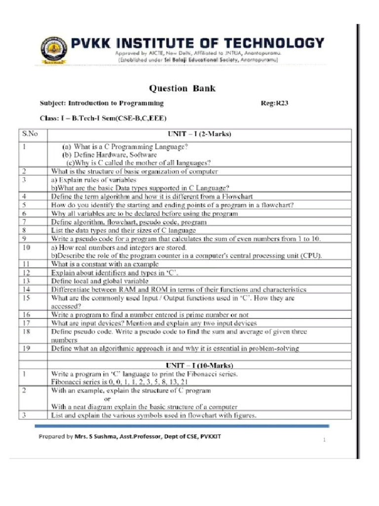 Ip R23 Imp Questions | PDF