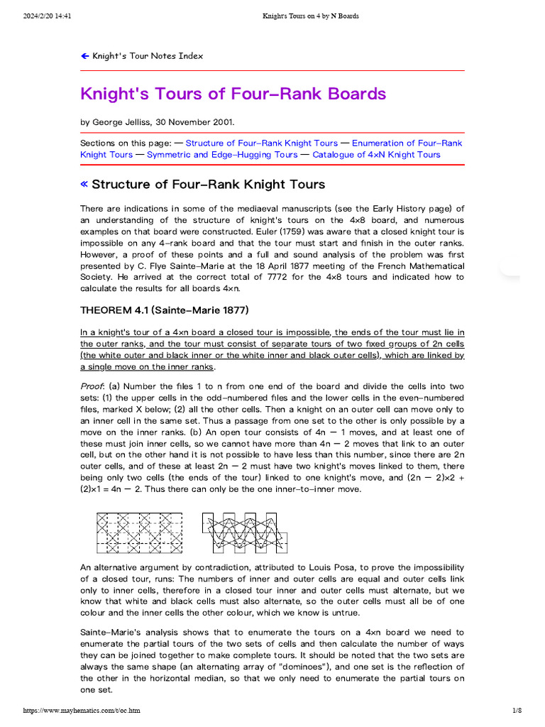 Knight's Tours on 4xN Boards | PDF | Symmetry | Rectangle