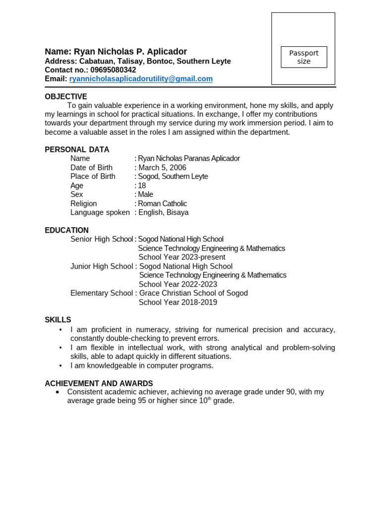 Aplicador Immersion Resume | PDF