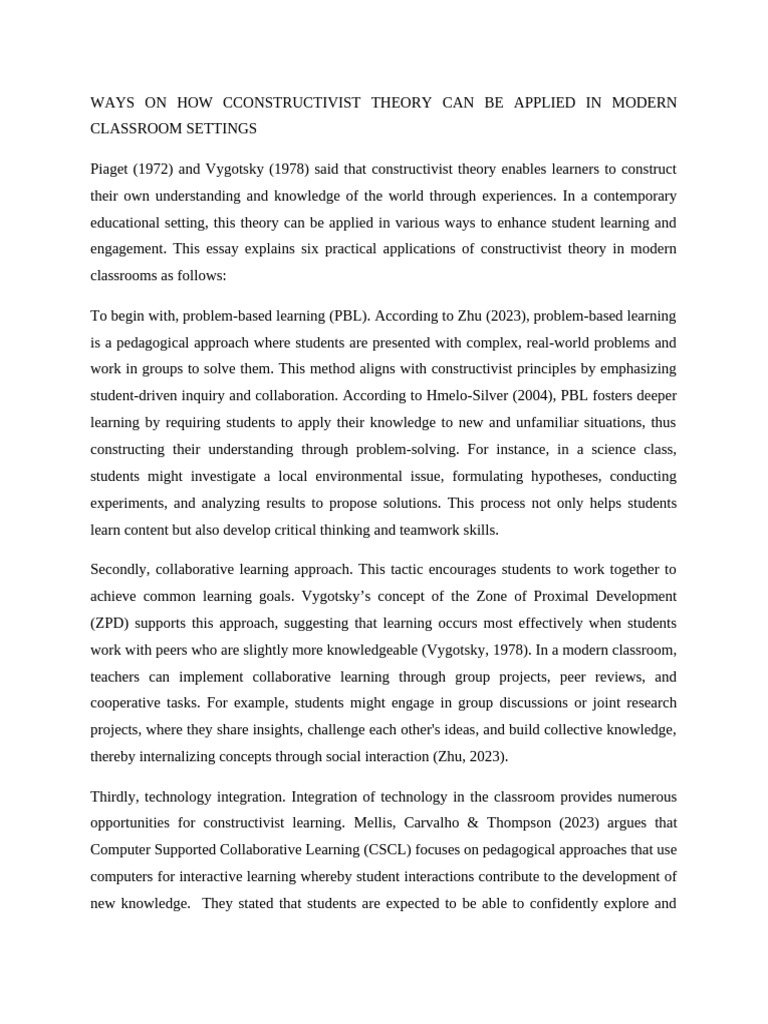 Constructivist Theory in Classrooms | PDF | Constructivism (Philosophy Of Education) | Learning