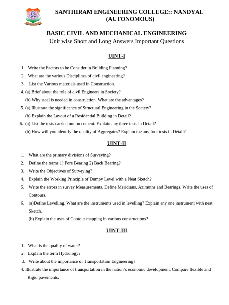 BCME-Unit Wise Questions | PDF | Engines | Engineering