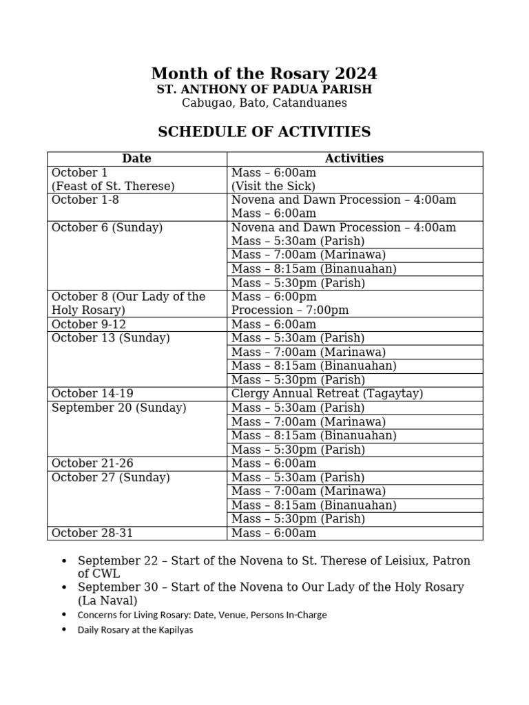 Rosary Month Activities 2024 | PDF