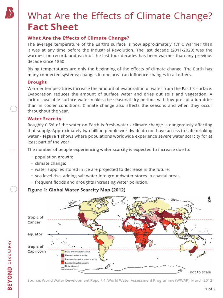 What Are The Effects of Climate Change Fact Sheet | PDF | Climate ...