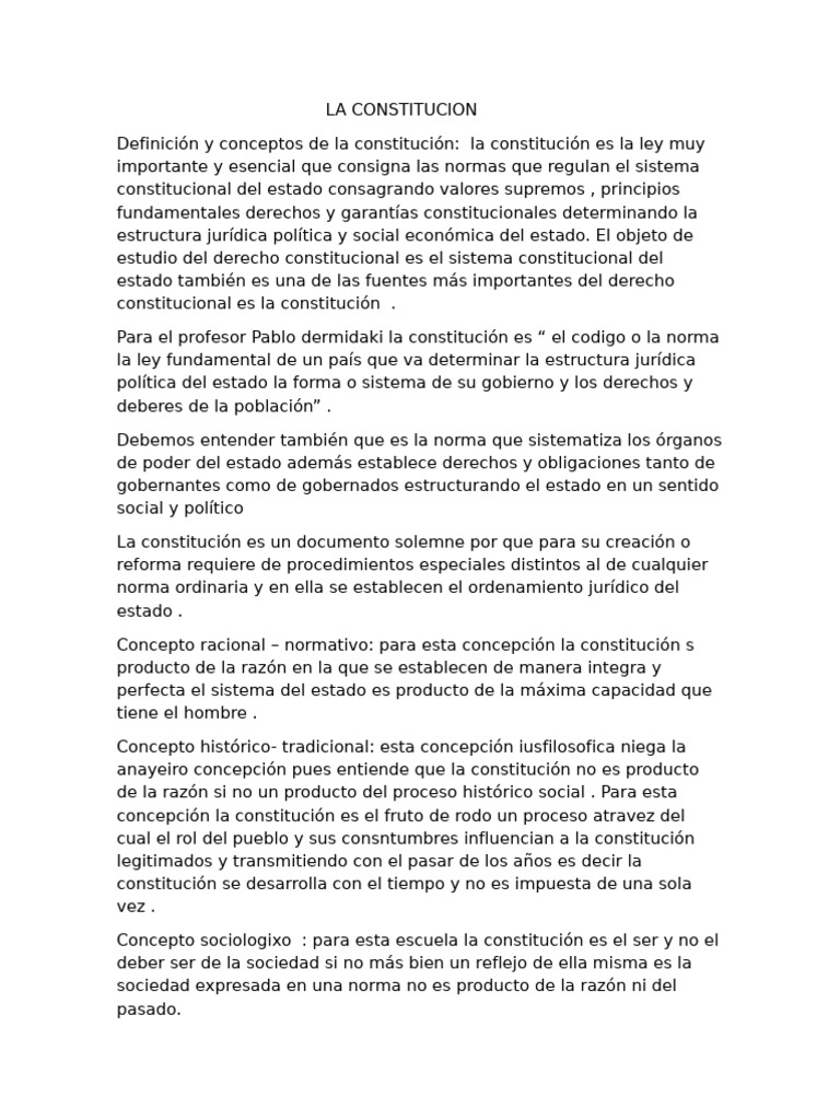 Definición y Conceptos de la Constitución | PDF | Constitución | Estado ...