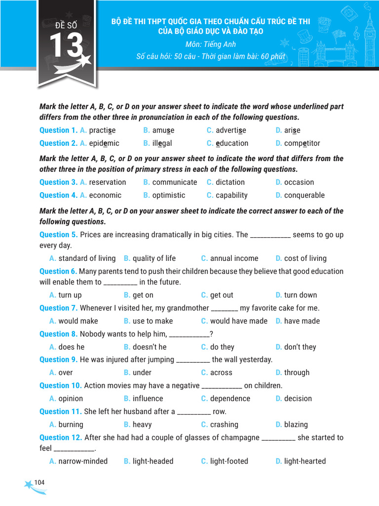 Đề số 13 môn Anh MEGA 2021 | PDF | Cost Of Living | Marie Curie