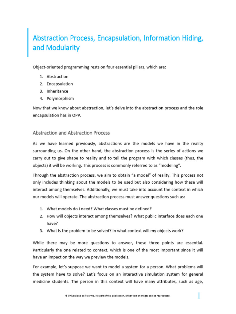 Abstraction Process, Encapsulation, Information Hiding, and Modularity | PDF | Abstraction ...