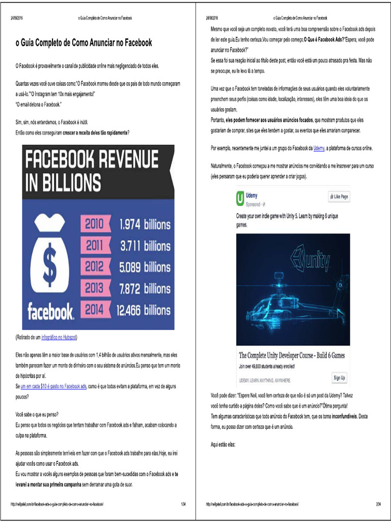 Facebook Ads - o Guia Completo de Como Anunciar No Facebook | PDF