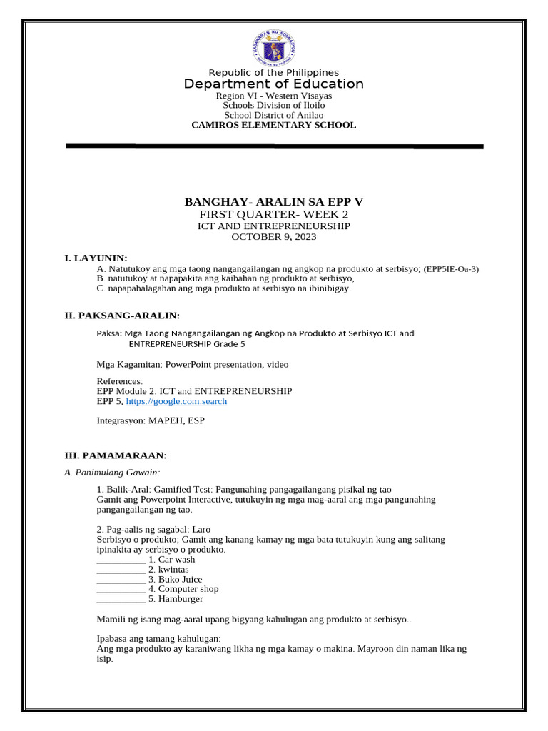 Cot Lesson Plan - Epp5 Ict | PDF