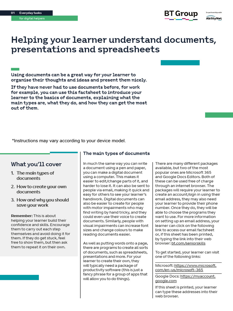 Understanding Documents Presentations and Spreadsheets | PDF ...