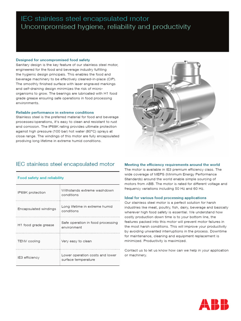 Abb Stainless Steel Encapsulated Motor Flyer 9AKK106688 EN 01 2017 WEB ...