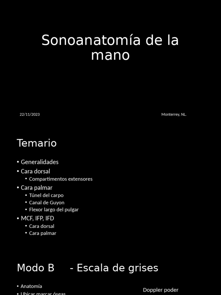 Sonoanatomia Mano 1.1 | PDF | Mano | Síndrome del túnel carpiano