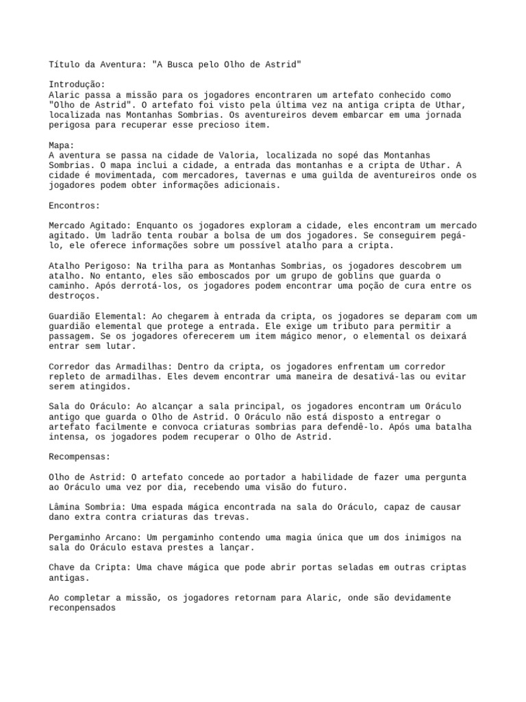 Missão A Busca Pelo Olho de Astrid | PDF