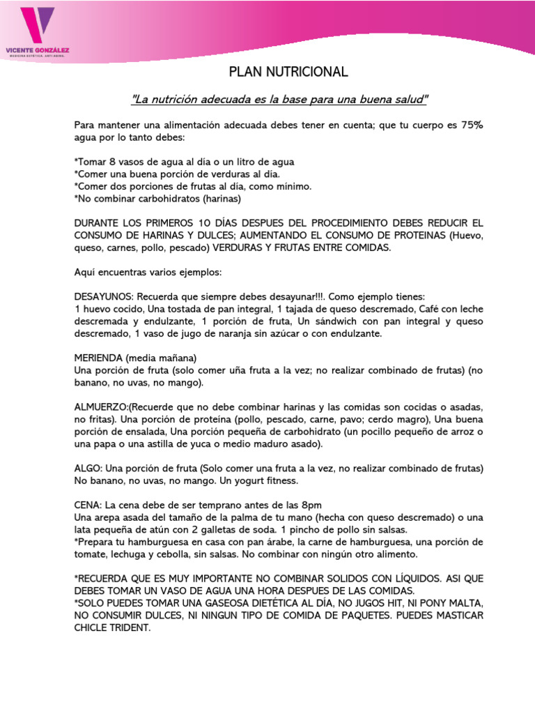 Plan Nutricional Saludable y Balanceado | PDF | ensalada | Panes